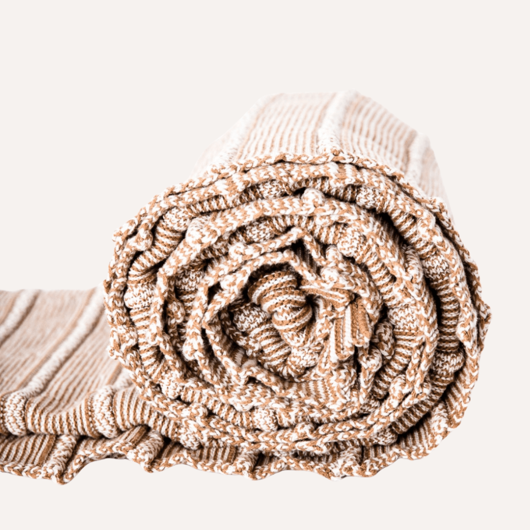 bläanks | Sustainable Rolled Texture Throw Blanket | Camel + Greggio ...